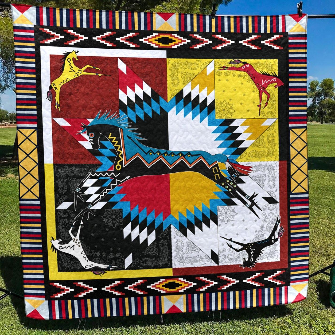Horse Native American Blanket, Native American Star Quilts Blanket ...