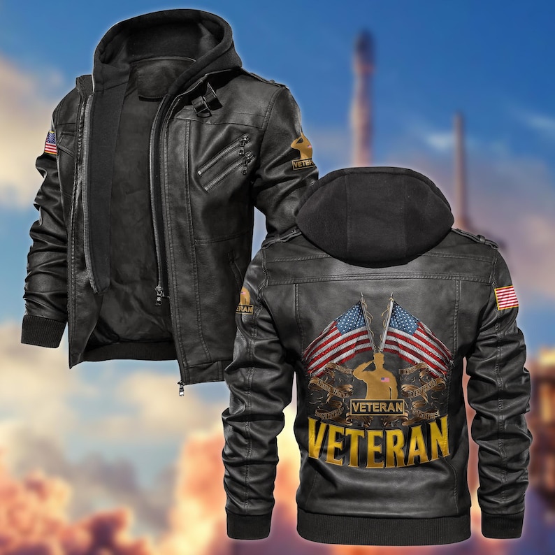 Veterans Leather Jacket for Men, Patriot Leather Jackets for Husband ...