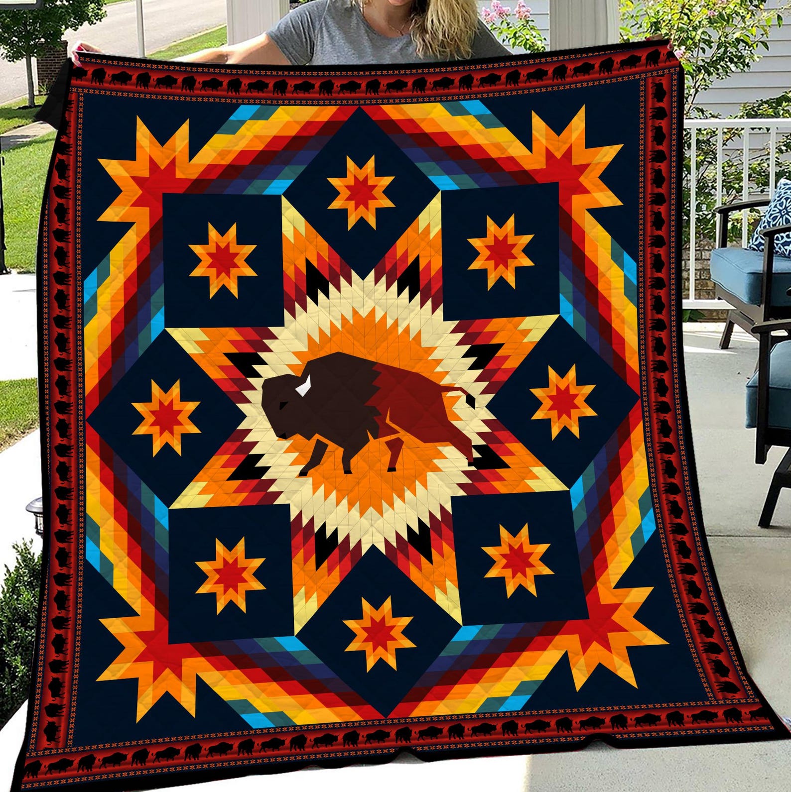 Geometric Blanket Native Blanket Native American Quilt Blanket Bohemian ...