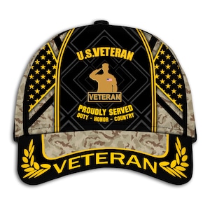Camo Proudly Served Veteran Cap, Proud Veteran Hat, Adjustable Baseball ...