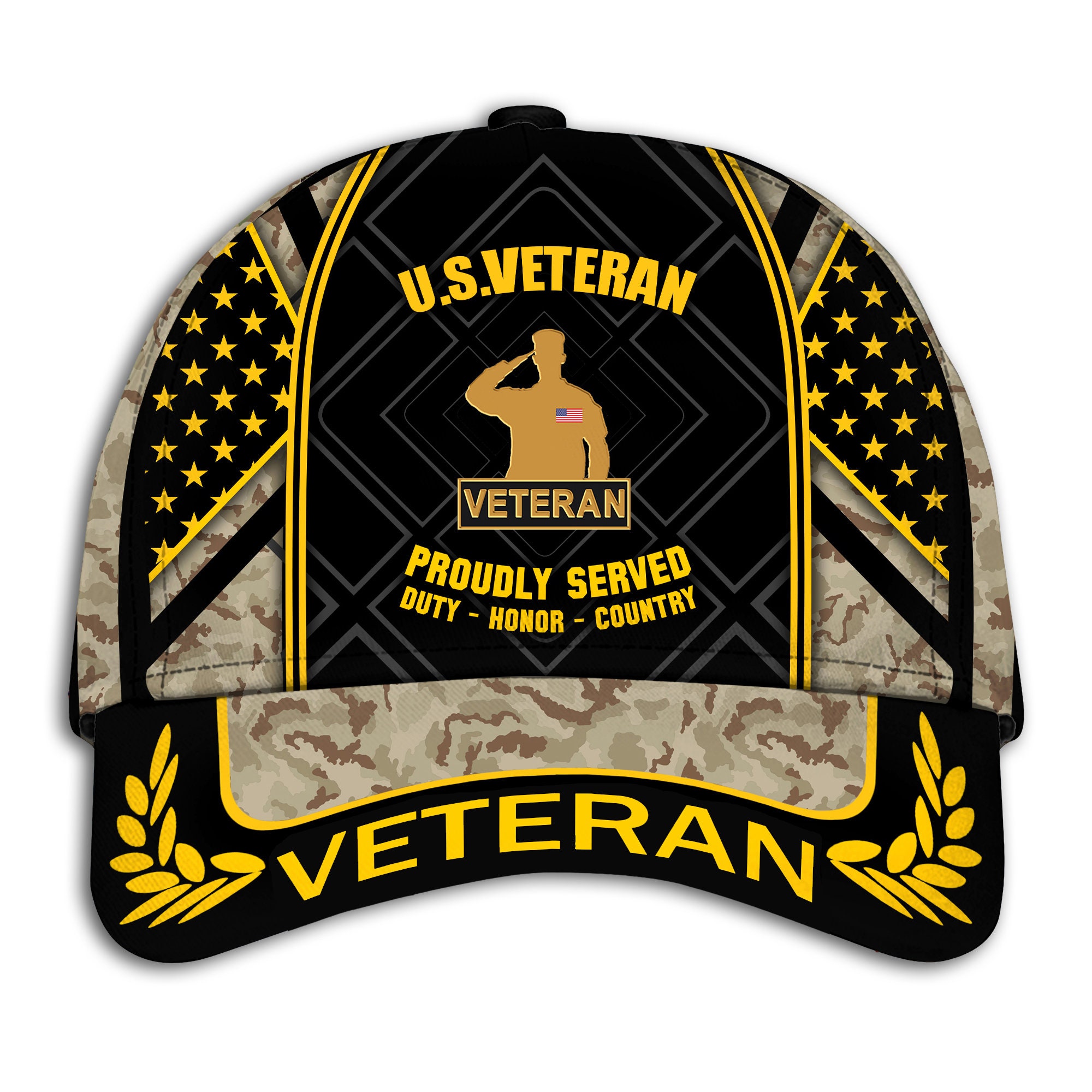 Camo Proudly Served Veteran Cap, Proud Veteran Hat, Adjustable Baseball ...