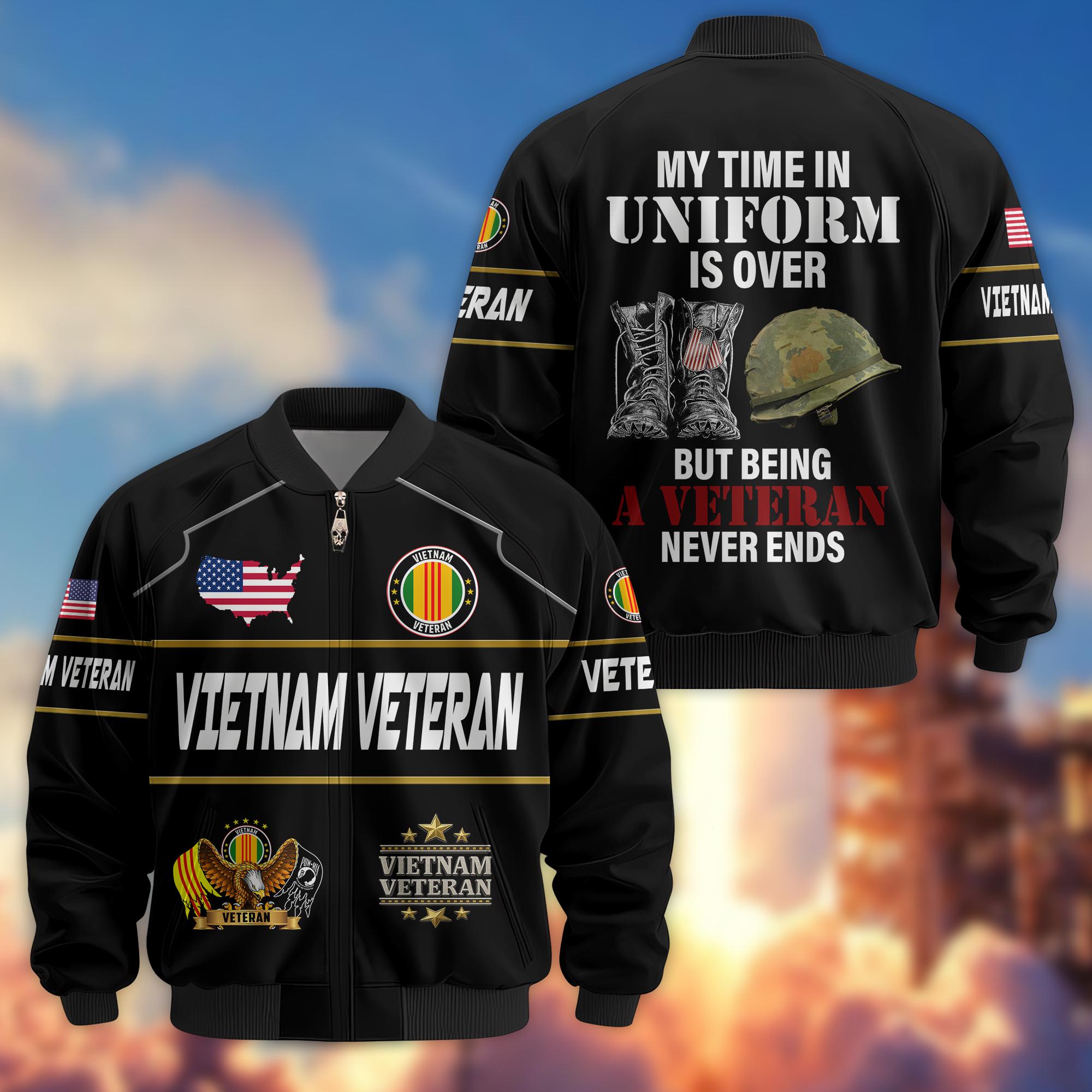 US Vietnam Veteran Jackets for Men - Military Bomber Jacket, Waterproof ...