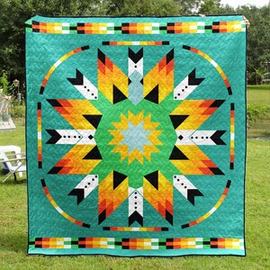 Native American Inspired Star Art Quilt, Indigenous Blankets, Native ...