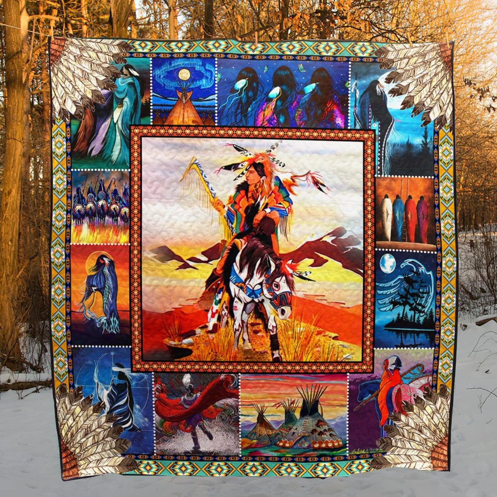 Tribal Native American Blanket, Native Camping Blanket, Indigenous ...