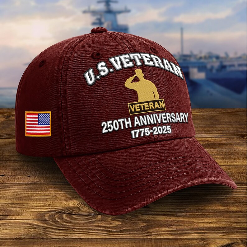 Embroidered Veterans Caps for Men - 250th Anniversary Vets Cap ...