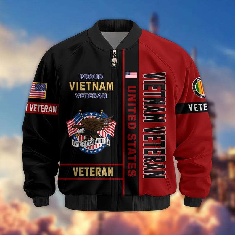 US Vietnam Veteran Jackets for Men - Proud Vietnam Vets Bomber Jacket ...
