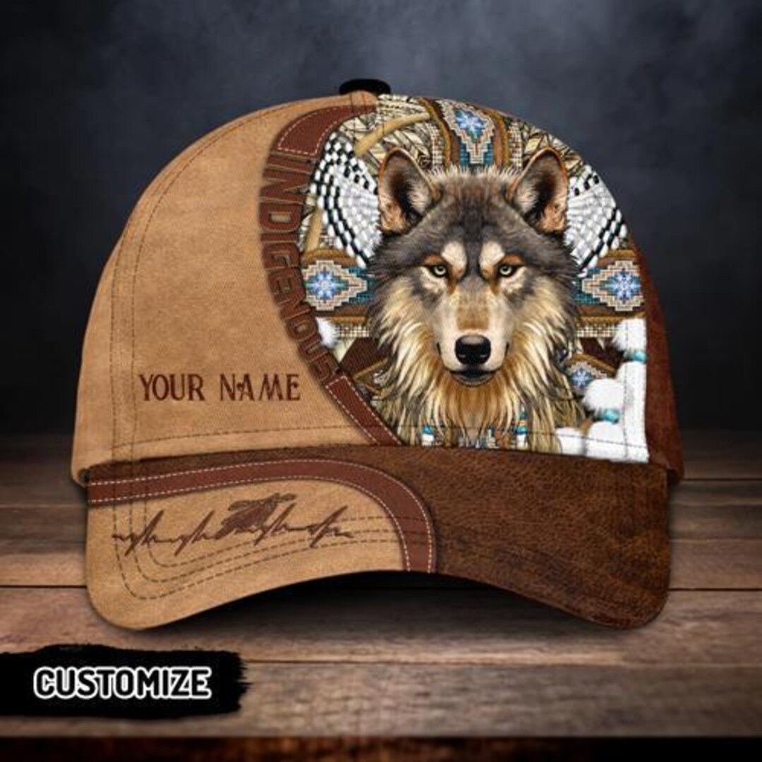Personalized Native American Hats for Men, Native Wolf Hat, Indigenous ...