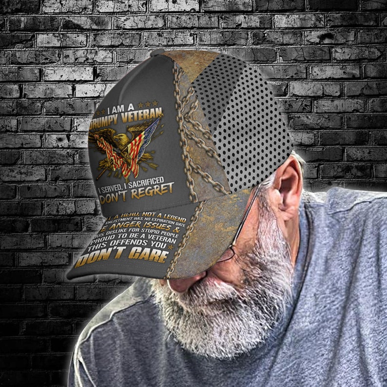 I Am A Grumpy Veteran Cap Eagle Crest Military Hats Military Gift for ...