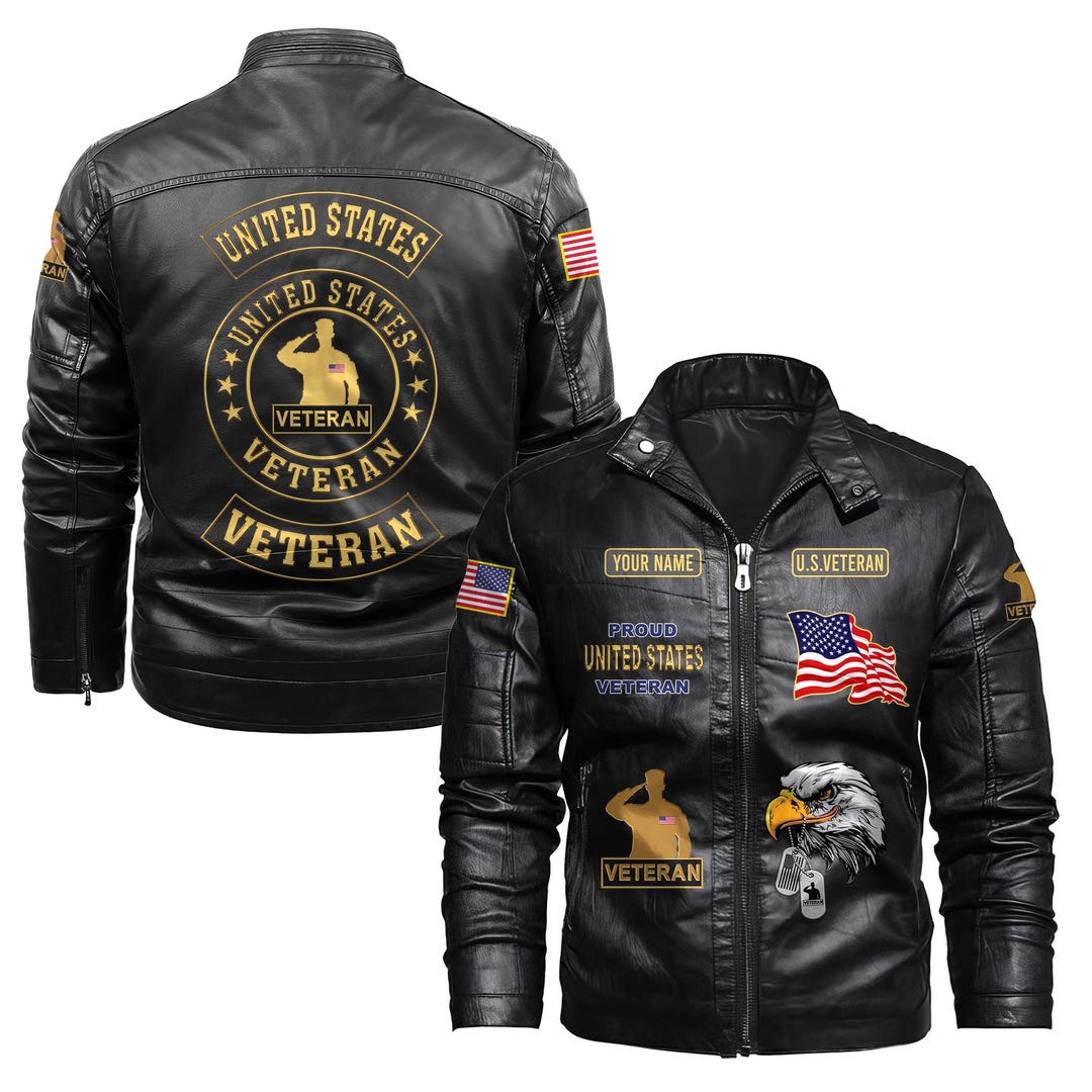 Personalized Veteran Leather Bomber Jacket, Featuring Military Style ...
