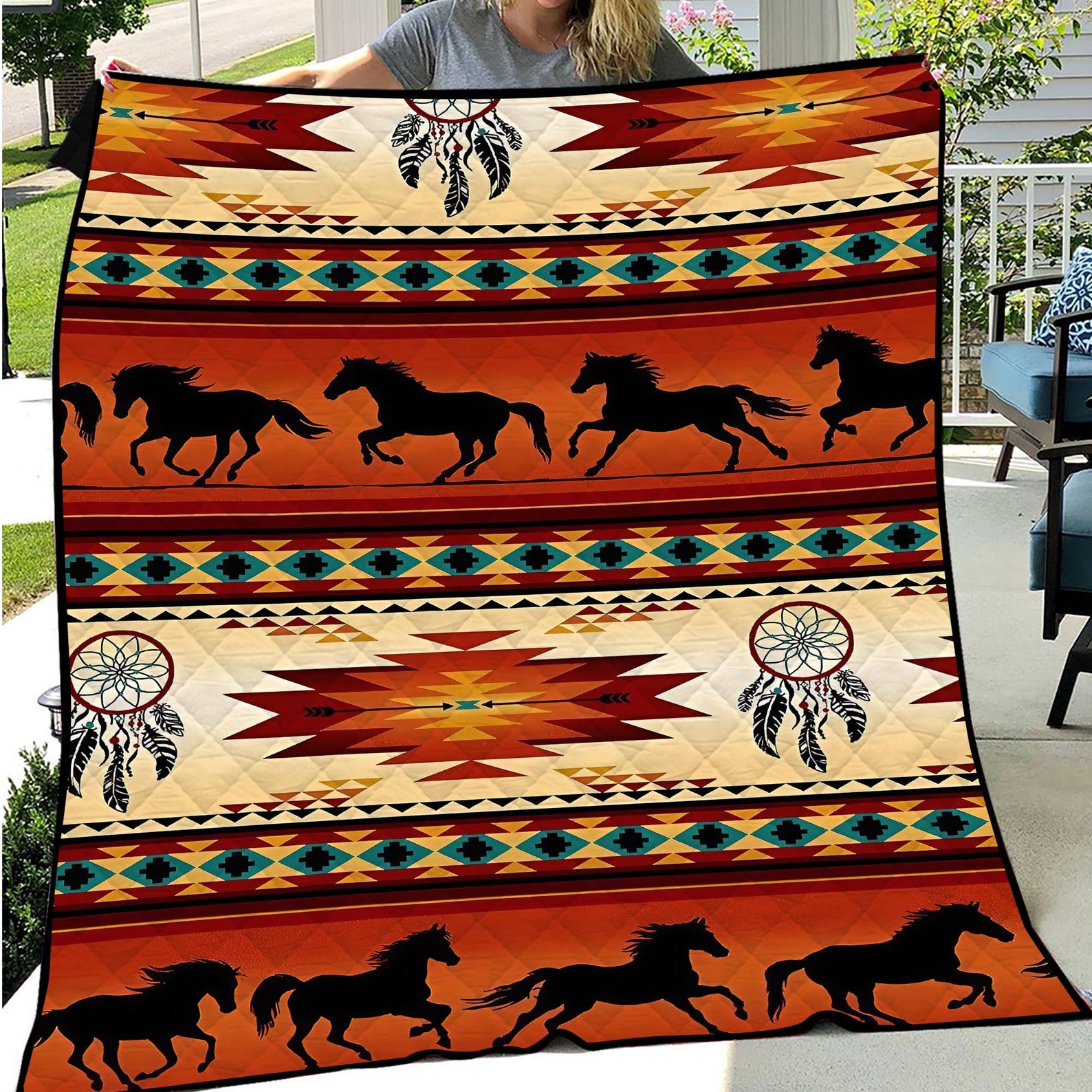 Native Design Camping Blanket Indian Blanket Native Throw Geometric ...