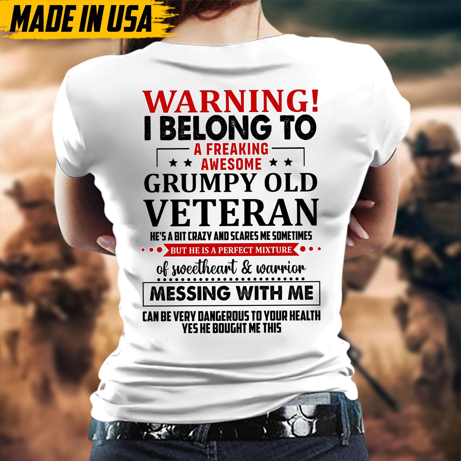 Grumpy Old Veteran Shirt Veteran's Wife Shirt Gift for Wife Proud ...