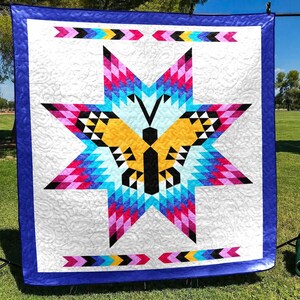 Butterfly Native American Star Quilt Blanket, Native Camping Blanket ...