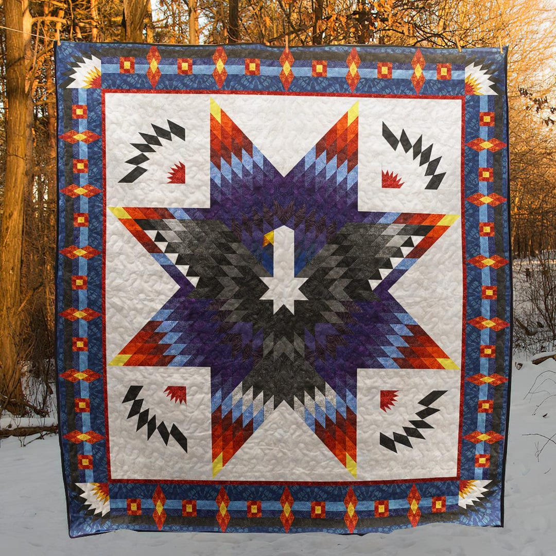 Eagle Native American Star Quilt Blanket, Native Outdoor Blanket ...