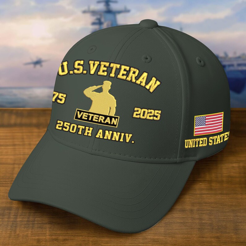 Embroidered Veterans Caps - 250th Anniversary Veteran Hat, 1775 - 2025 ...