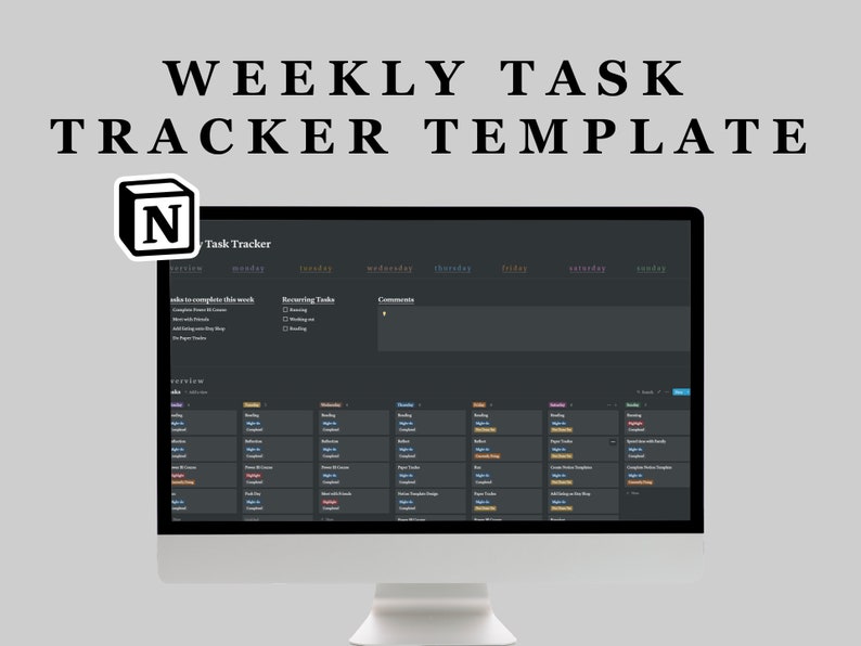 Notion Template - Weekly Task Planner - Etsy