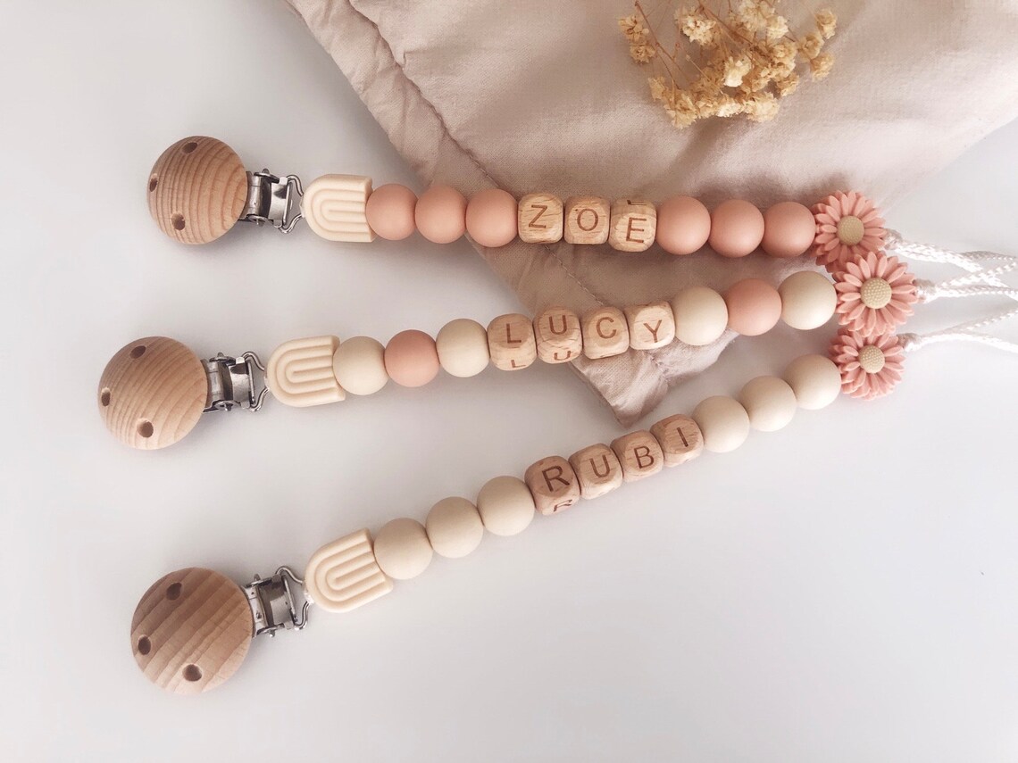 Personalized Pacifier Clip and Rattle Set / Personalized Baby Shower ...