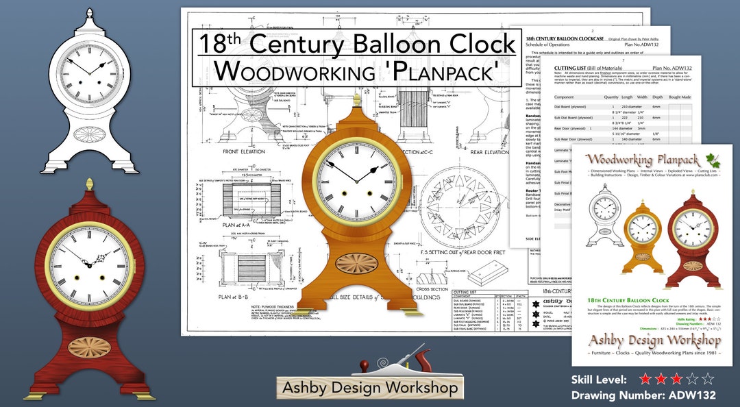 Balloon Clock Plans - Table Clock Plan - Shelf Clock Plan - Mantel ...