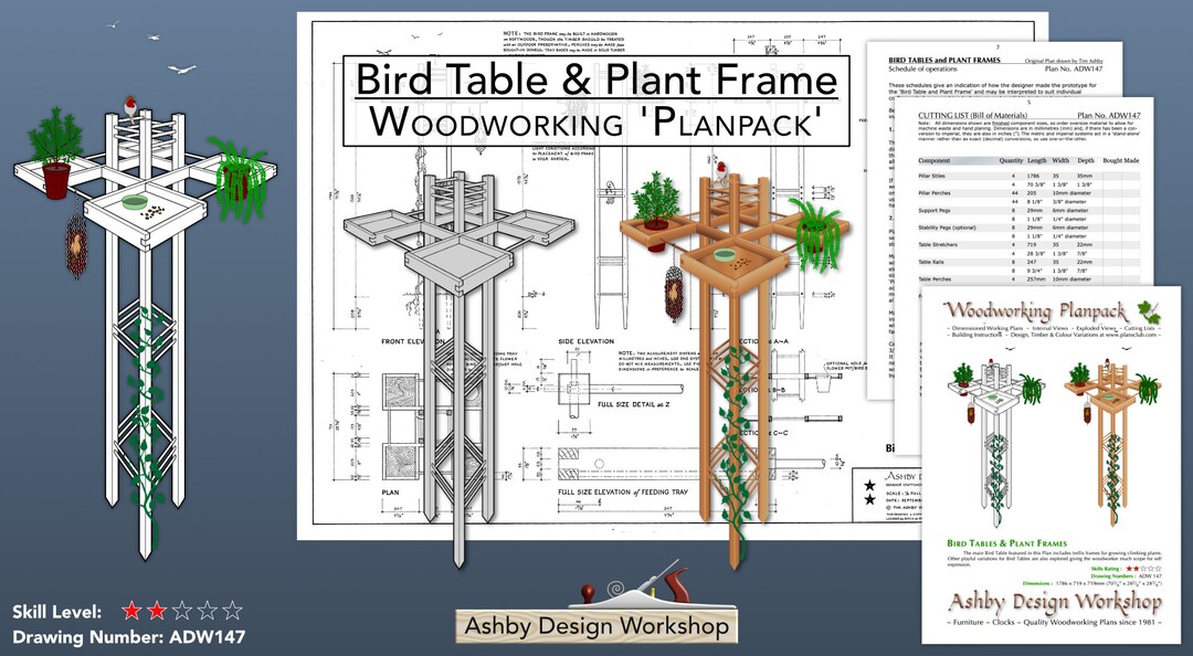 Bird Table Plans - Bird Table & Plant Frame - Woodwork Plan - Garden ...