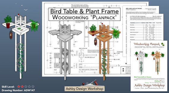 Bird Table Plans Bird Table & Plant Frame Woodwork Plan - Etsy