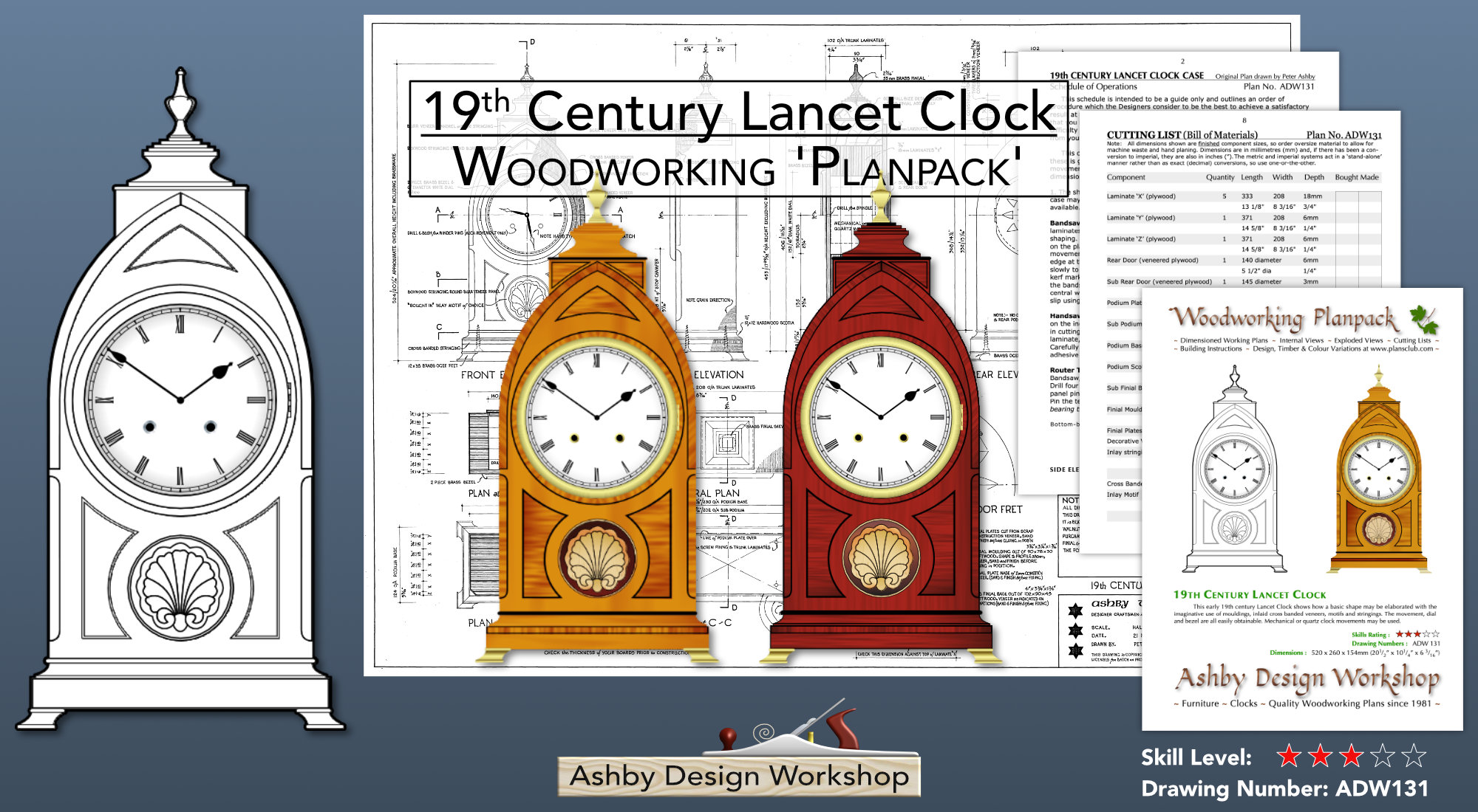 19th Century Lancet Clock - Clock Plans - Table Clock Plans - Shelf ...