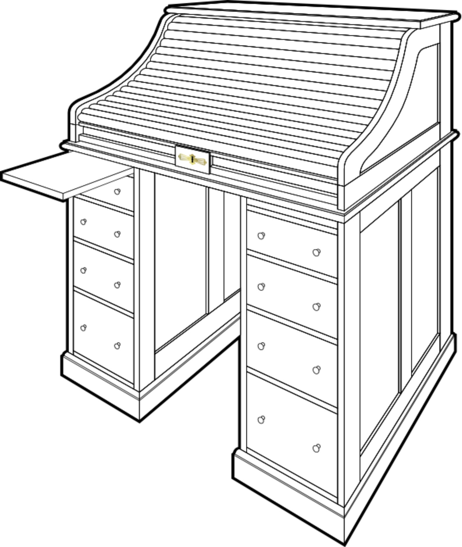 American Roll Top Desk Plans - Woodwork Plan - DIY Home Office Desk ...