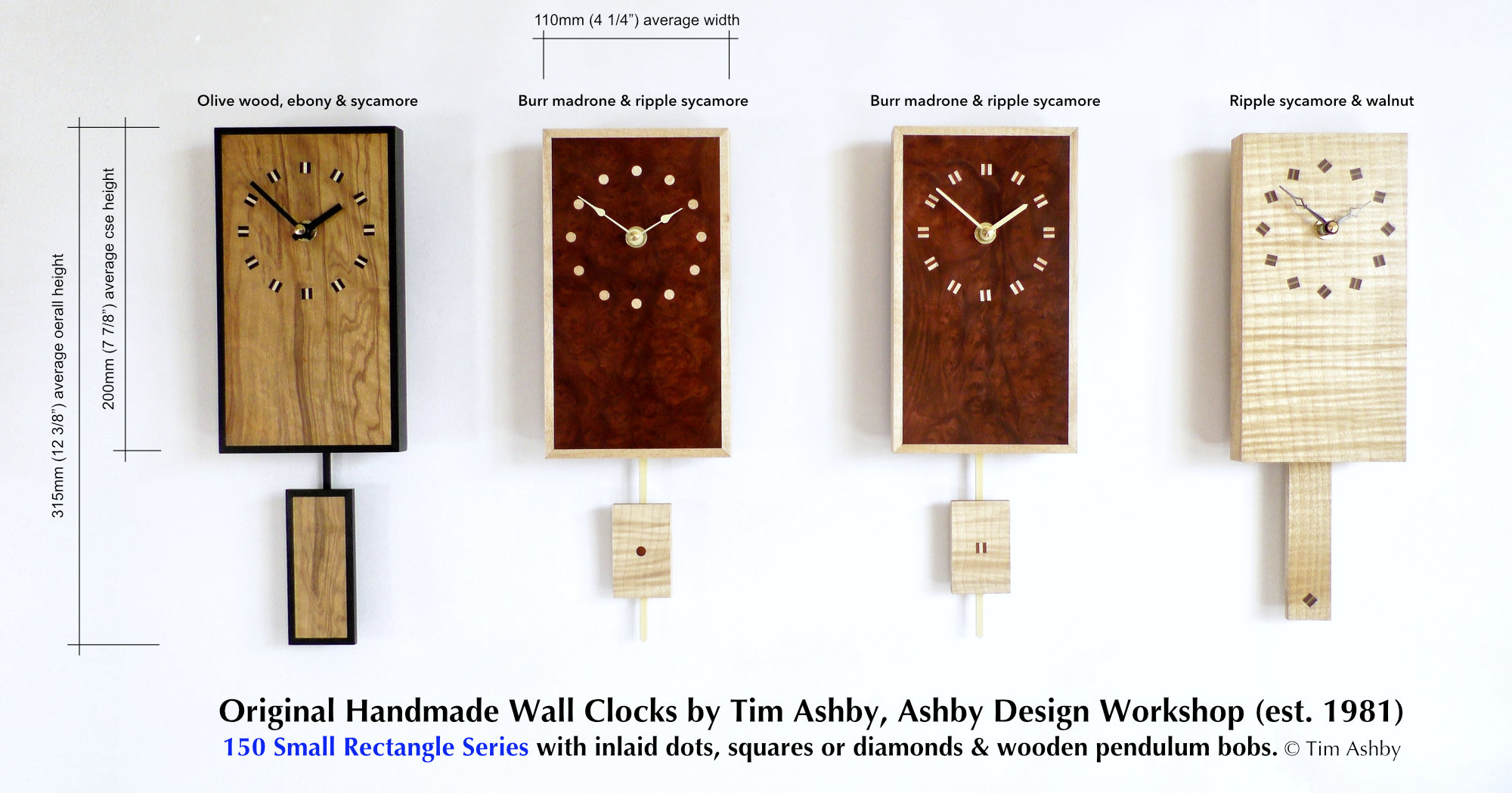Exotic Wood Wall Clock. Pendulum Wall Clock in Olive Wood With an Old ...