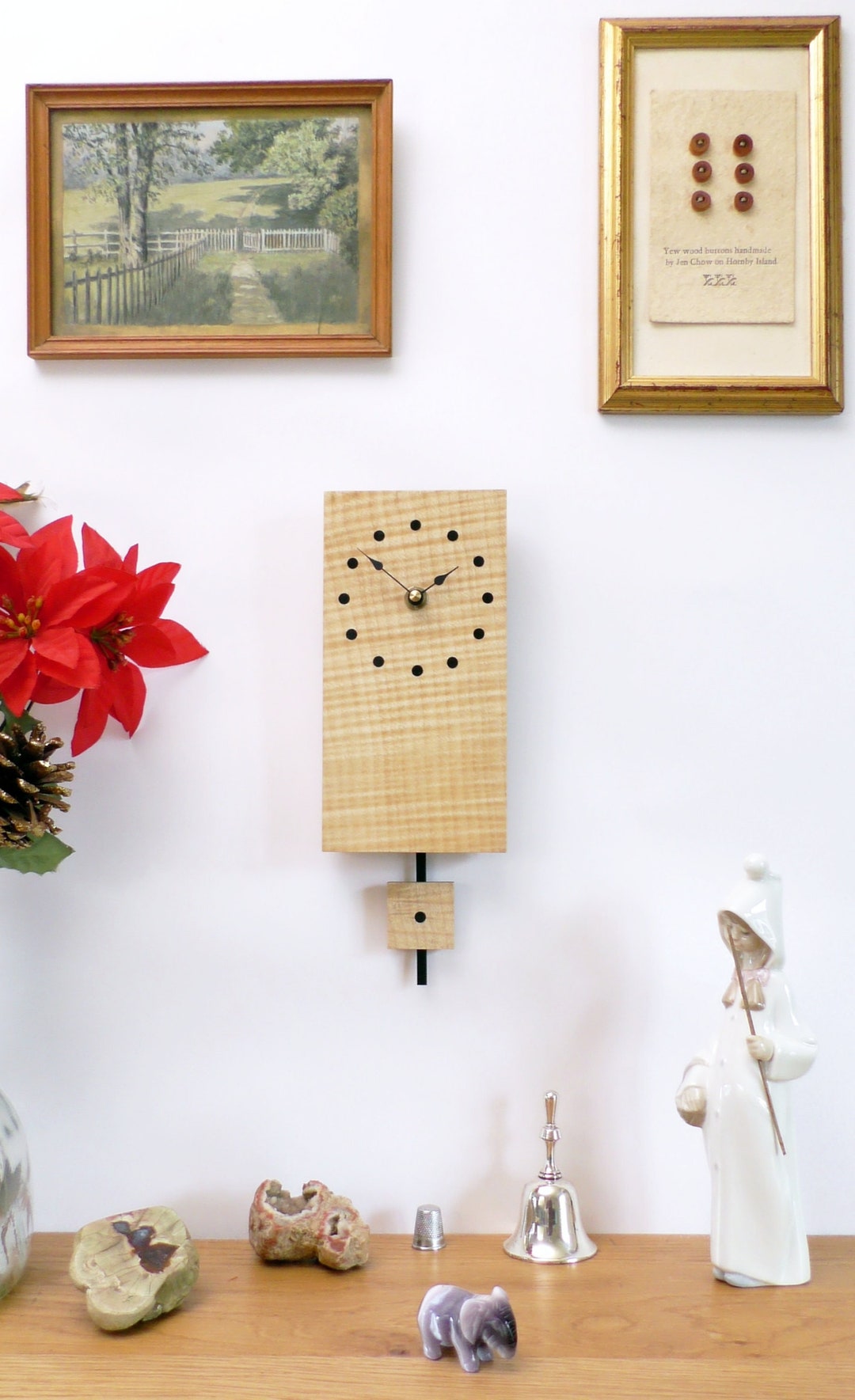 Wooden Wall Clock. Pendulum Wall Clock in Ripple Sycamore With an ...
