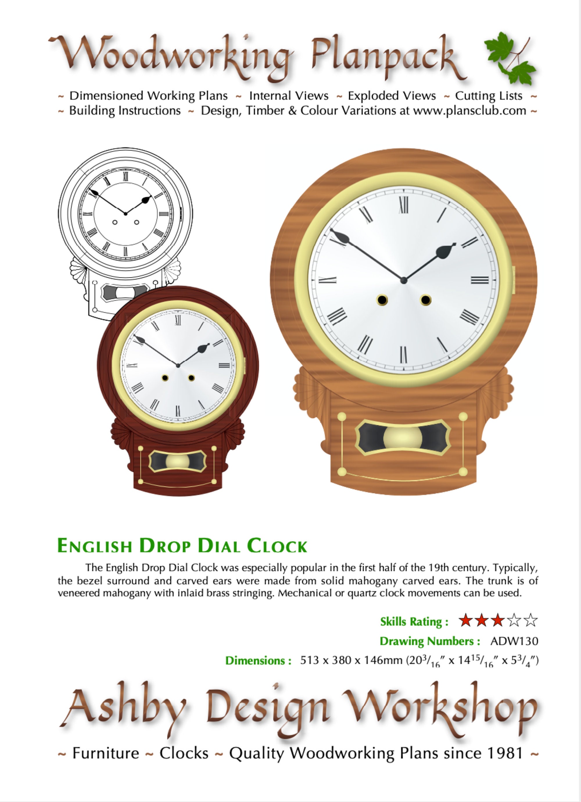 Station Clock Plan Railway Clock Plan Train Clock Plan English Drop ...