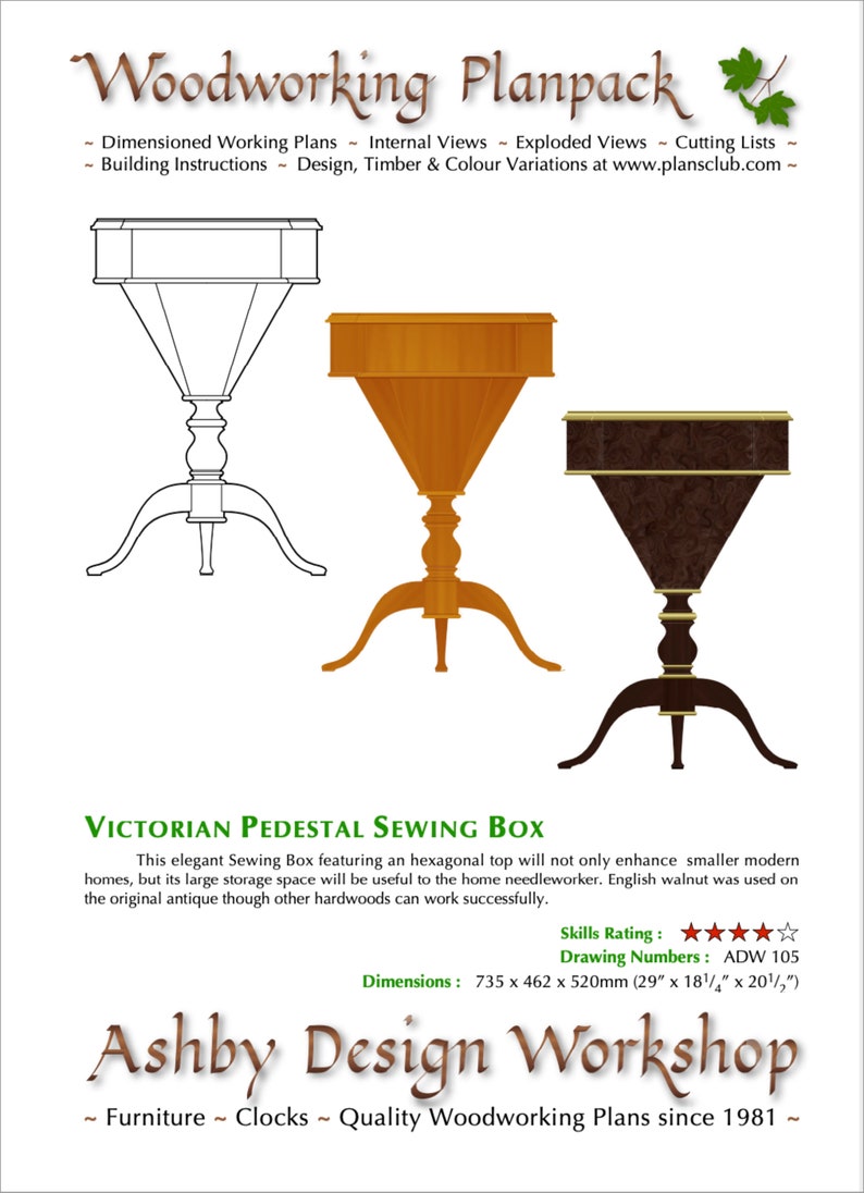 Sewing Box Plans - Victorian Sewing Box - Sewing Basket - Sewing Stand ...