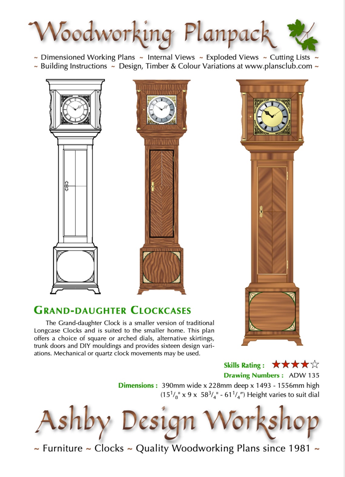 Longcase Clock Plans - Granddaughter Clocks - Granddaughter Clock Plan ...