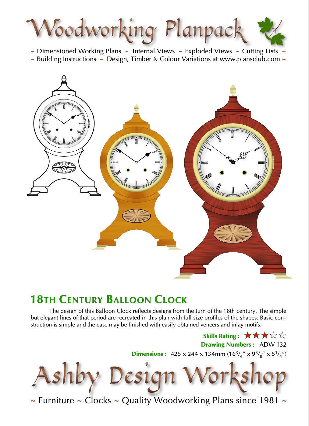 Nine Table, Mantel & Shelf Clock Plans - Table Clocks - Mantel Clocks ...