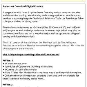 Dining Table Plans - Traditional Refectory Table Plans - Farmhouse ...