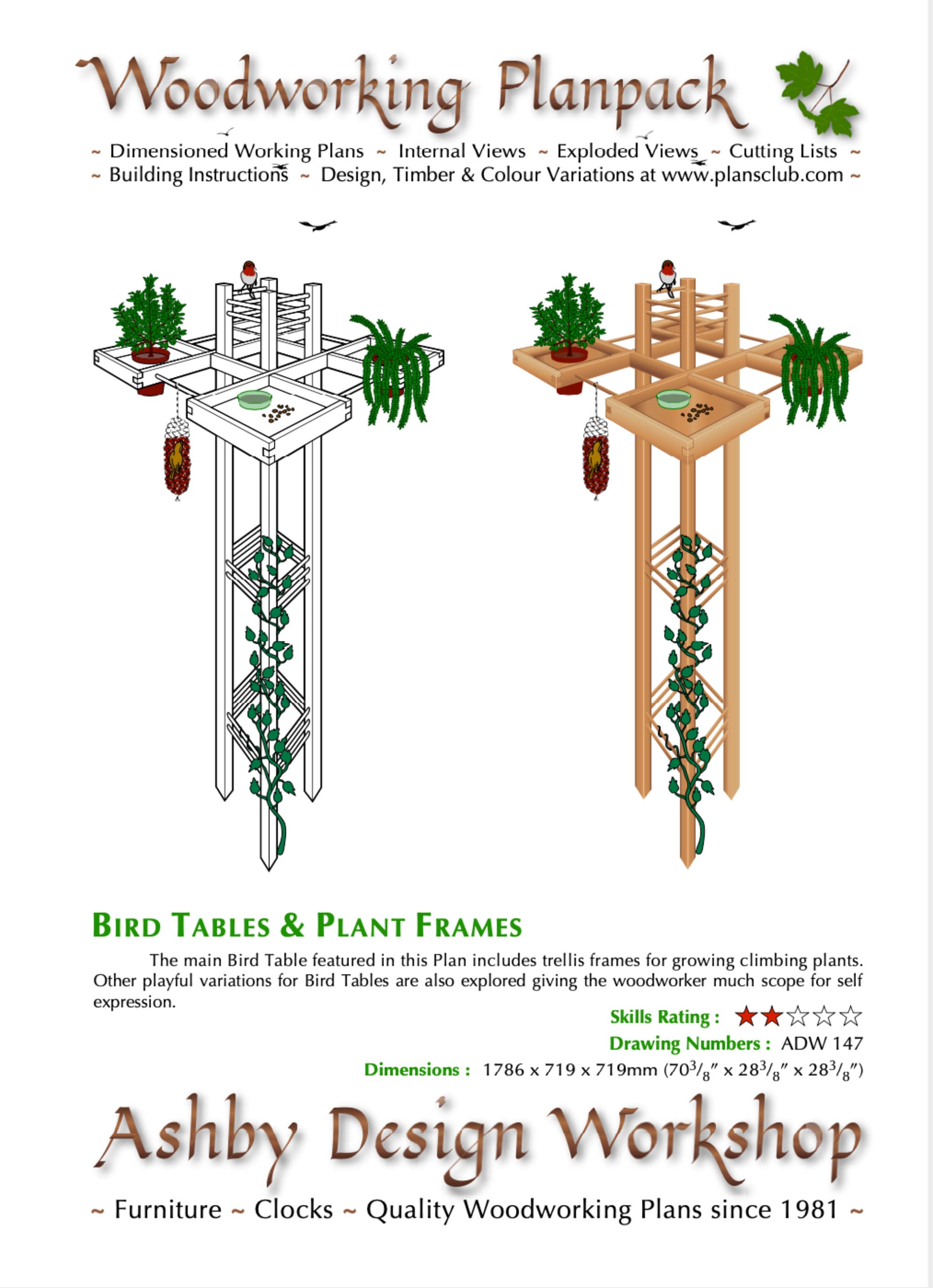 Bird Table Plans Bird Table & Plant Frame Woodwork Plan - Etsy