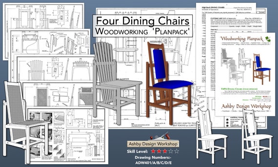 Dining Chairs Plan High Back Dining Chairs Four Dining - Etsy