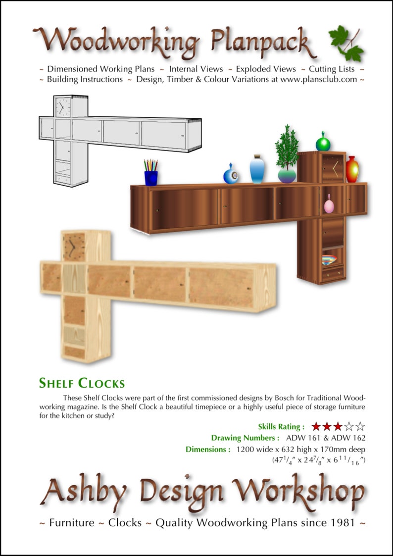 Shelf Clock Plans - Shelving Plans - Kitchen Storage - Living Room ...