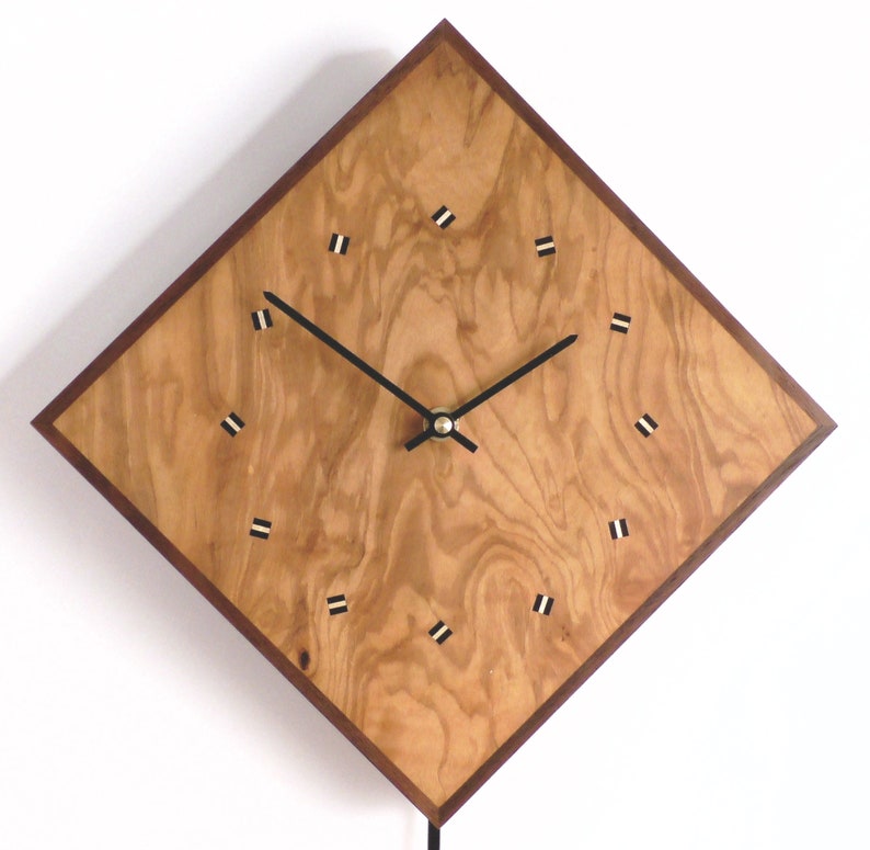 Exotic Wood Wall Clock. Pendulum Wall Clock in Olive Wood and Black ...