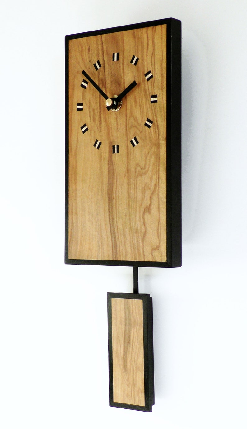Exotic Wood Wall Clock. Pendulum Wall Clock in Olive Wood With an Old ...