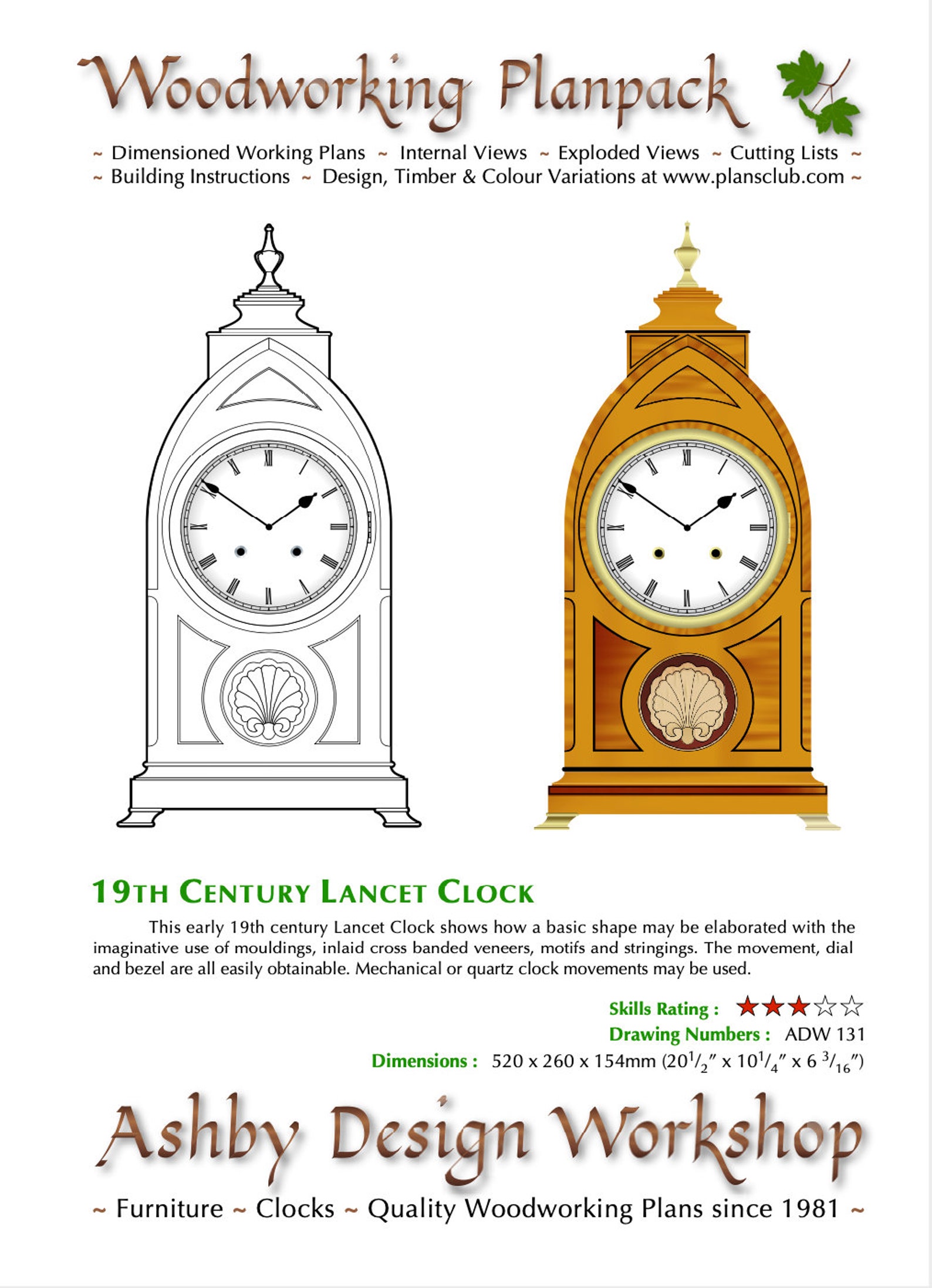 19th Century Lancet Clock - Clock Plans - Table Clock Plans - Shelf ...