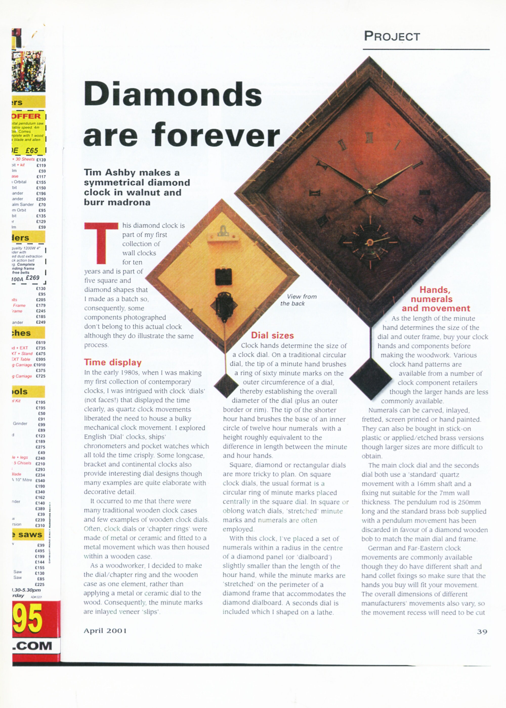 Square & Diamond Wall Clocks Clock Plans Woodwork Plans Woodworking ...