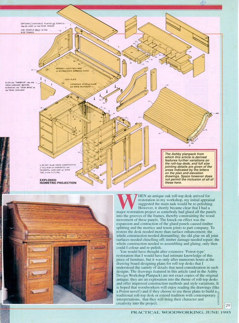American Roll Top Desk Plans - Woodwork Plan - DIY Home Office Desk ...