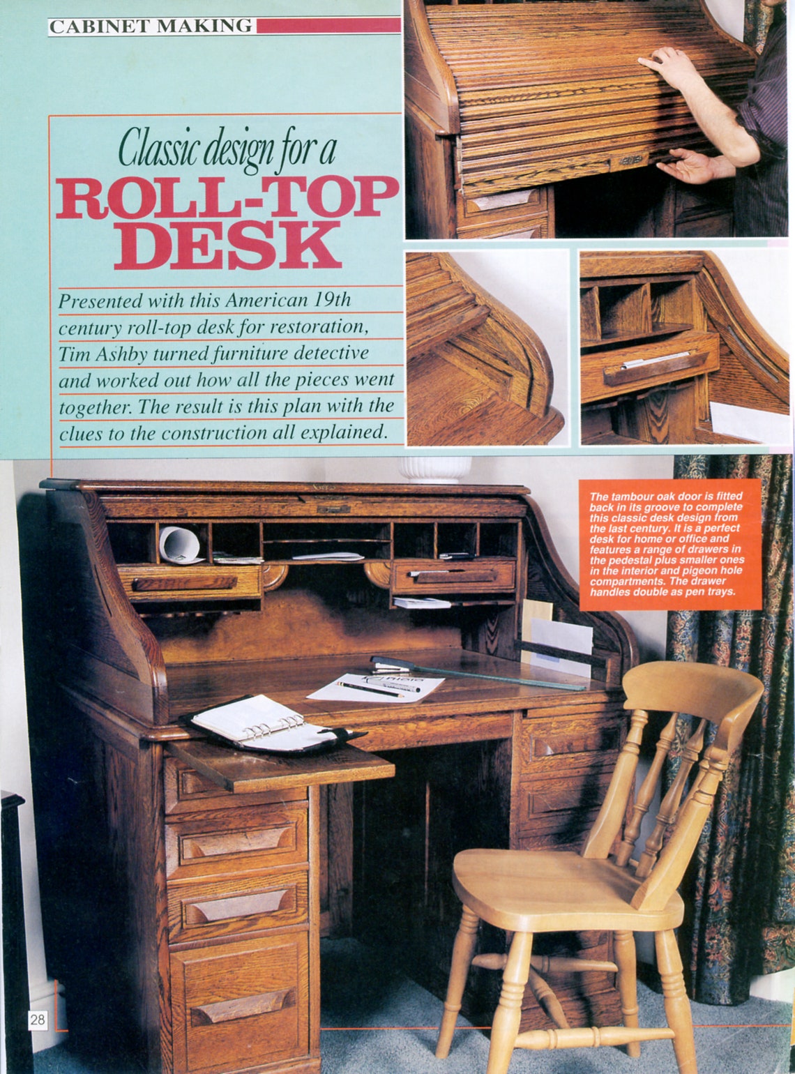 American Roll Top Desk Plans Woodwork Plan DIY Home Office | Etsy