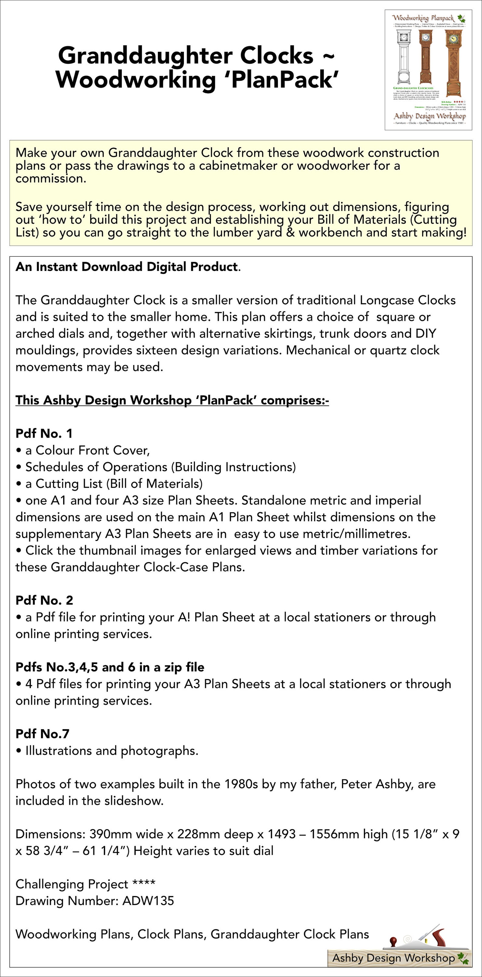 Longcase Clock Plans - Granddaughter Clocks - Granddaughter Clock Plan ...