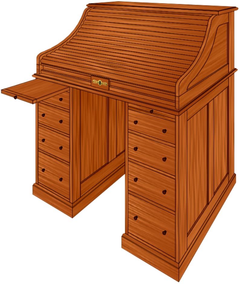 American Roll Top Desk Plans - Woodwork Plan - DIY Home Office Desk ...