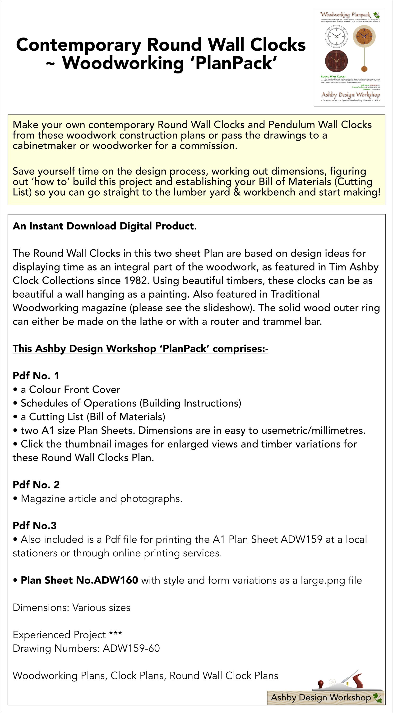 Round Wall Clocks - Clock Plans - Wall Clock Plans - Pendulum Clock ...