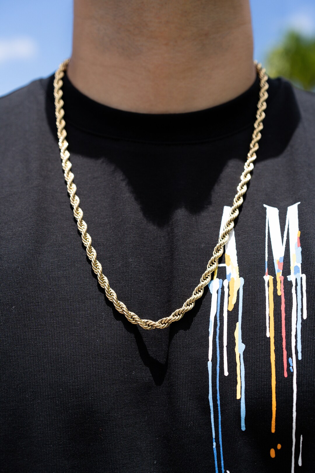 Delight Gold 14K - Yellow Gold 6MM, 24 Inch Rope Chain - Etsy