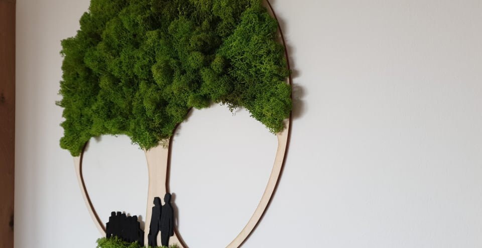 Family Tree Moss With Wooden Detals Tree With Moss Family - Etsy