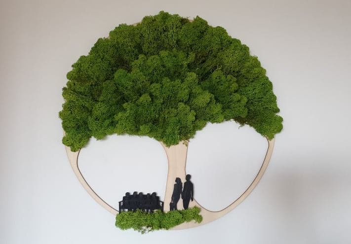 Family Tree Moss With Wooden Detals Tree With Moss Family - Etsy