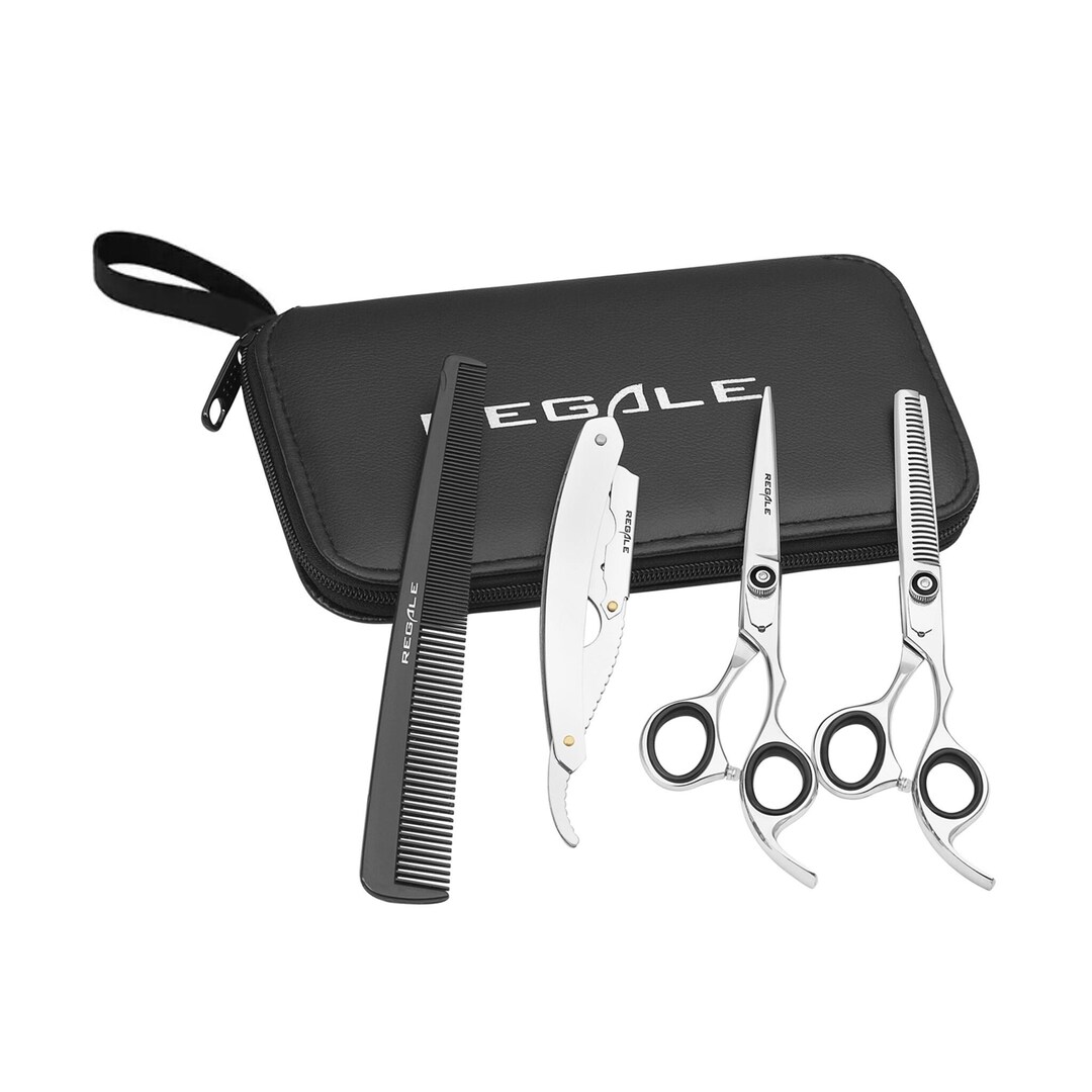 Mirror Finish Haircutting and Texturizing Shears With Straight Razor ...