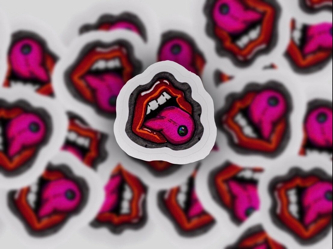 Tongue Out Sticker, Car Decal, Piercing Vinyl Sticker, Die Cut Sticker ...
