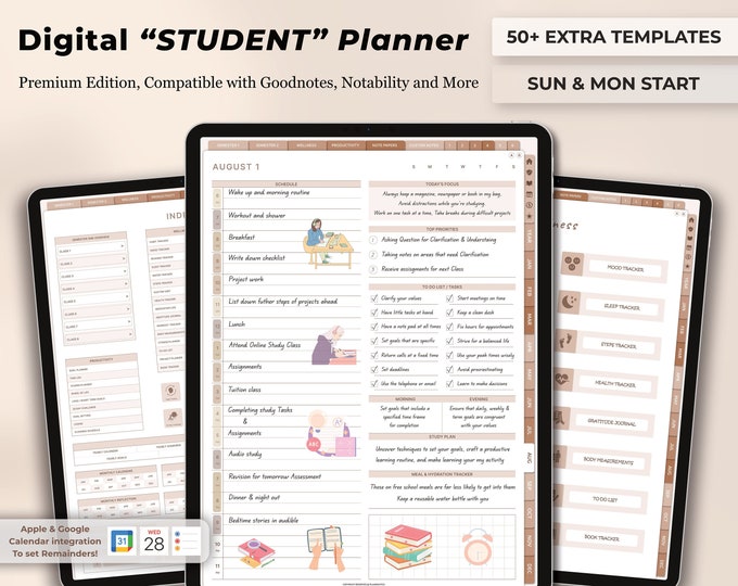 DIGITAL SEMESTER PLANNER | Student Planner, College Agenda, College ...